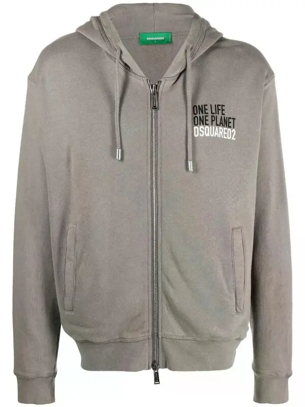 Dsquared2 Logo Print Zip-up Hoodie