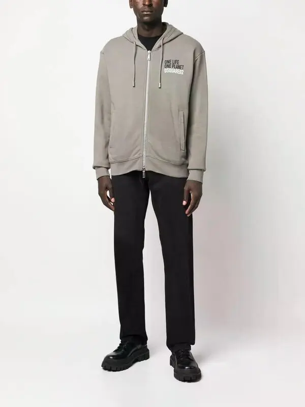 Dsquared2 Logo Print Zip-up Hoodie