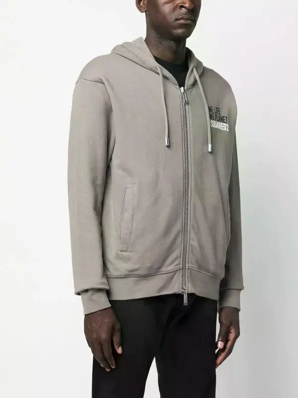 Dsquared2 Logo Print Zip-up Hoodie