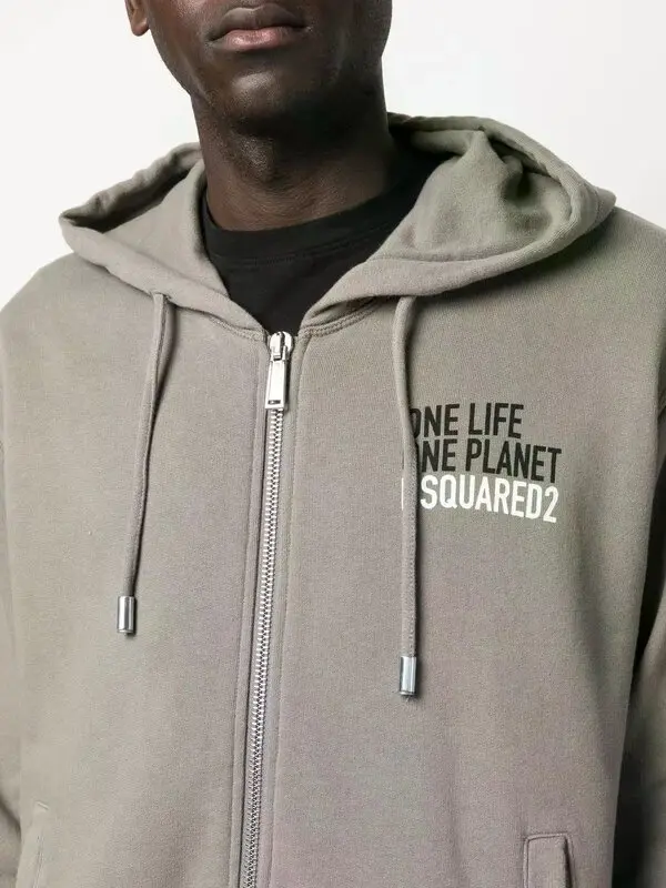Dsquared2 Logo Print Zip-up Hoodie