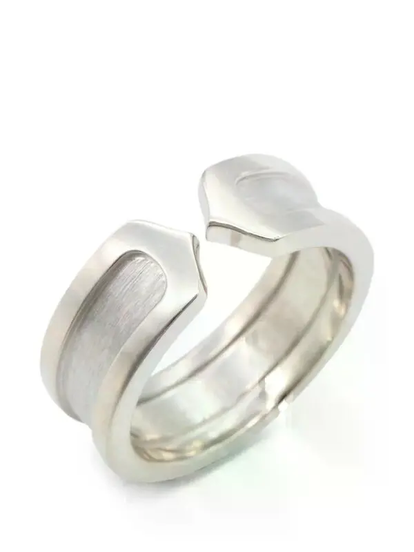 Cartier 18k White Gold Engraved Logo Ring