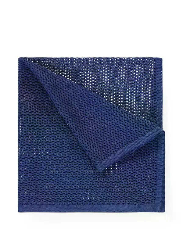 Zegna Perforated-knit Pocket Square - Blue