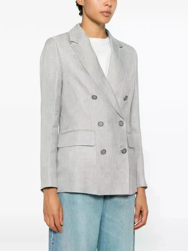 Peserico Double-breasted Peak Lapel Linen Blazer