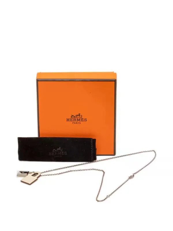 Hermès Palladium Plated And Swift Leather Padlock Pendant Necklace