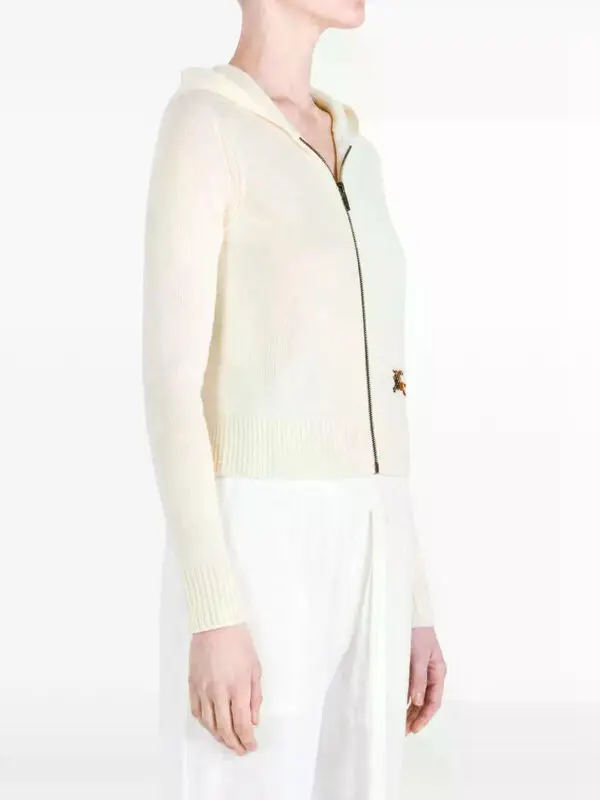 Burberry Knitted Zip-up Cardigan With Logo Patch