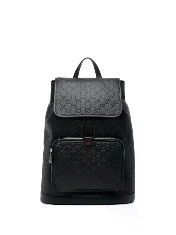 Gucci Gg Emblem Backpack - Black