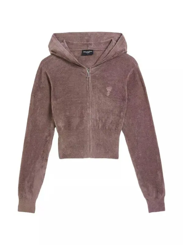 Juicy Couture Textured Logo-embroidered Zip-up Hoodie