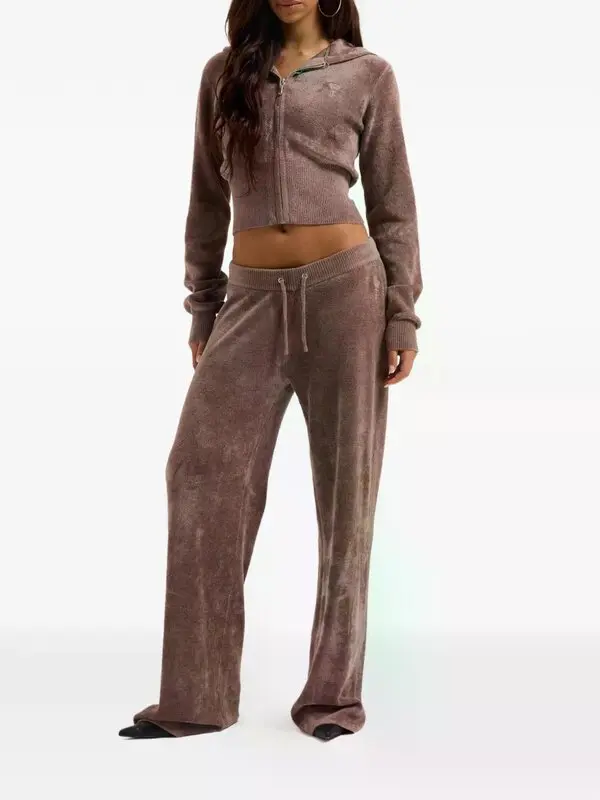 Juicy Couture Textured Logo-embroidered Zip-up Hoodie