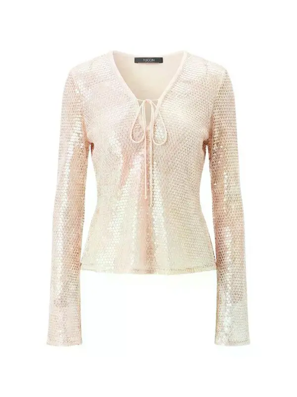 TOCCIN Zuri Sequin-embellished Blouse - Neutrals