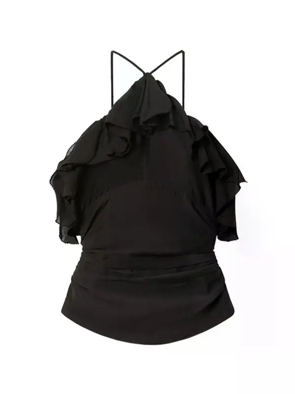 MARANT ETOILE Voile Ruffle Top - Black