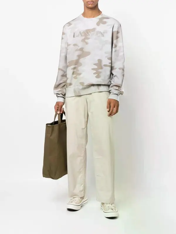 LANVIN Embroidered Camouflage Print Sweatshirt