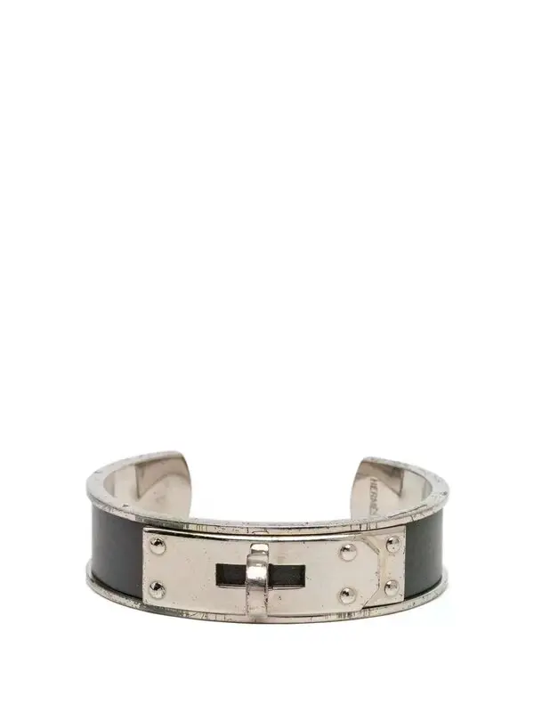 Hermès Leather And Palladium Plated Kelly Cuff Bracelet - Black