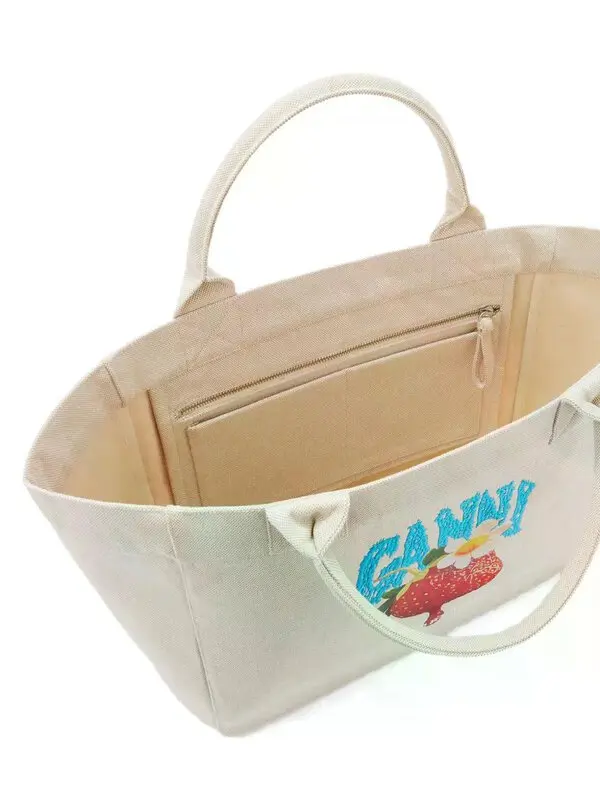 GANNI Strawberry-print Tote Bag - White