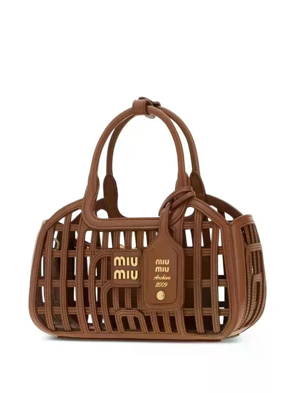 Miu Miu Cage Design Leather Tote Bag