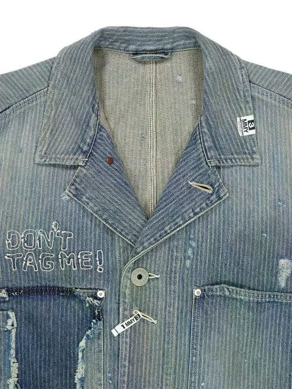 Mihara Yasuhiro Chore Stripe-pattern Paint-splatter Denim Jacket