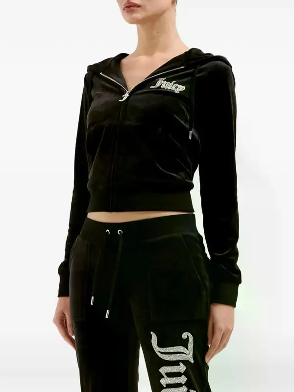 Juicy Couture Rhinestone Logo Velour Track Pants