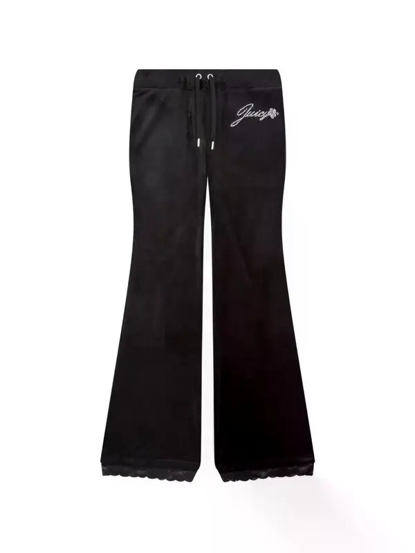 Juicy Couture Embellished Velour Track Pants - Black