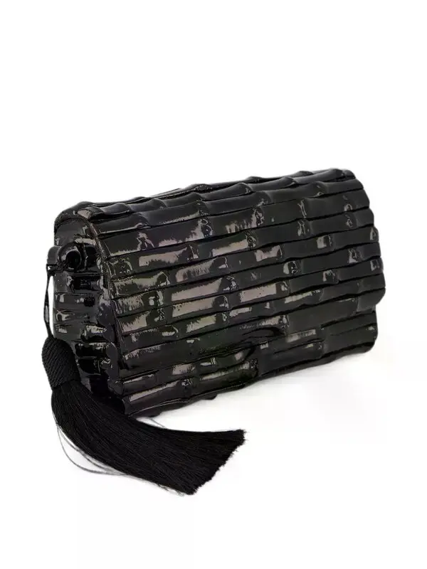 Glorinha Paranagua Gaya Lacquered Bamboo Clutch Bag - Black