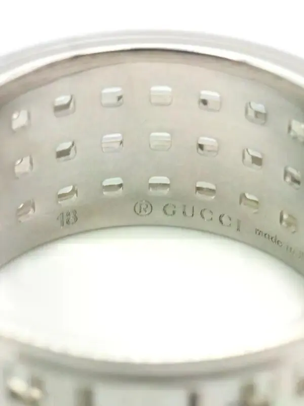 Gucci 18k White Gold Grid-cutout Ring