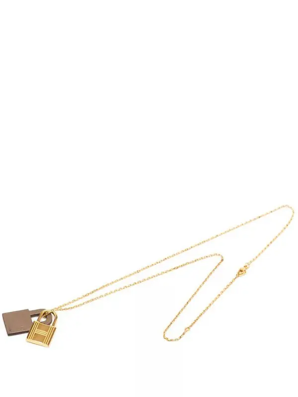 Hermès 2019 Gold Plated Swift Leather Kelly Pendant Necklace - Brown