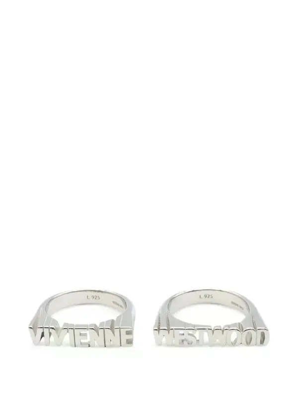 VIVIENNE WESTWOOD Tone Logo Lettering Rings - Silver