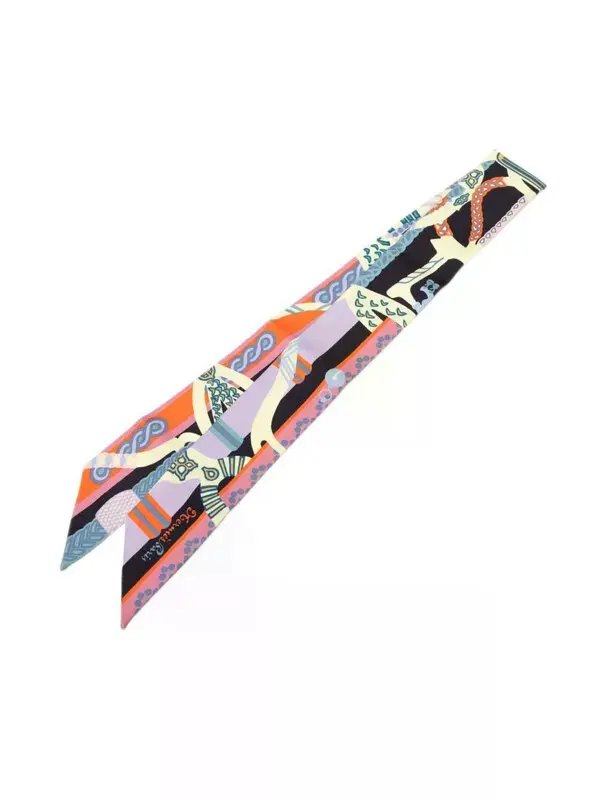 Hermès 2020-2026 Fantaisie D Etriers Silk Twilly Scarf Scarves - Blue