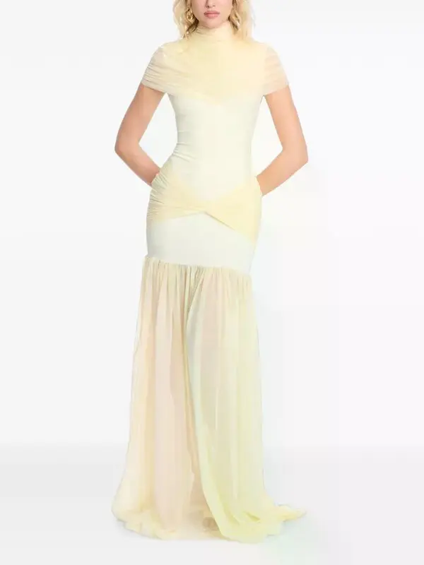 AXEL 113 Grace Mesh-panelled Maxi Dress - Neutrals