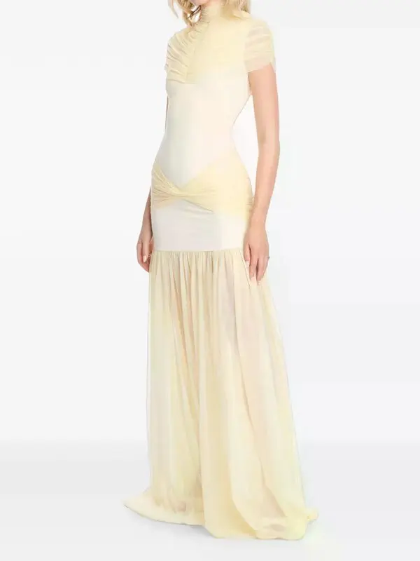 AXEL 113 Grace Mesh-panelled Maxi Dress - Neutrals