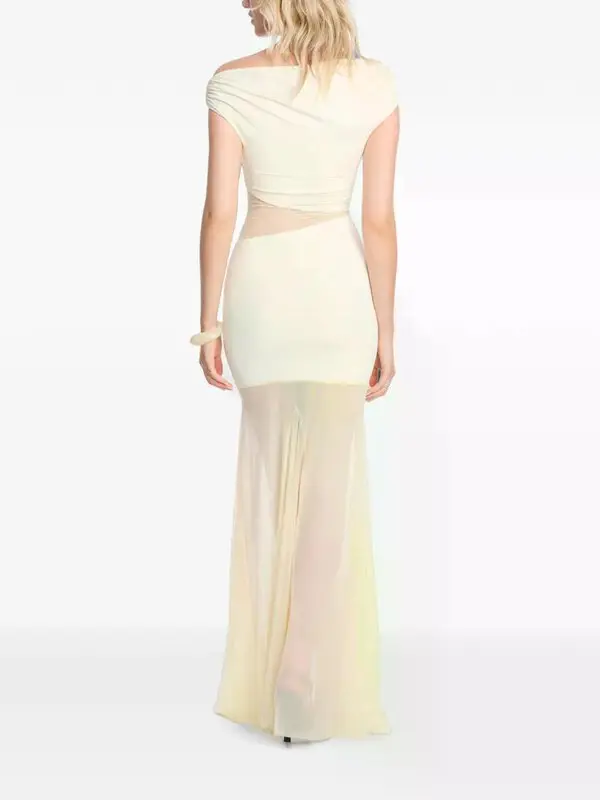 AXEL 113 Ivory Sheer Panelled Maxi Dress - Neutrals