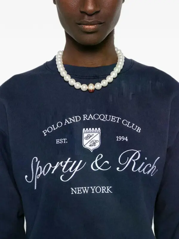 SPORTY & RICH Logo Embroidered Sweatshirt