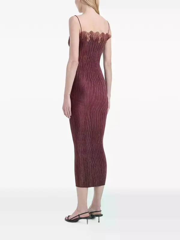FFORME Lace-trim Pleated Midi Dress