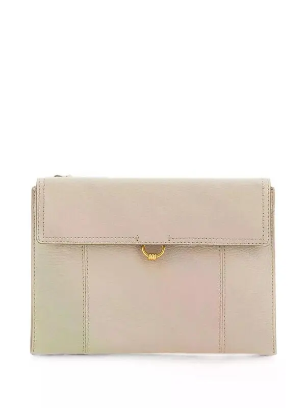 GIANNI CHIARINI Vicky Pebbled Leather Clutch Bag - Neutrals