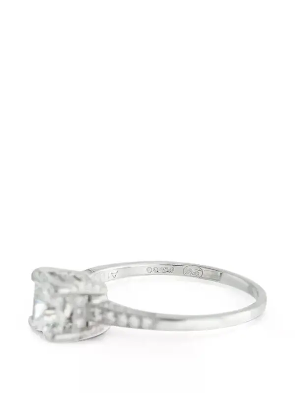 LB EXCLUSIVE Platinum Cushion-cut Diamond Ring With Pavé Set Details