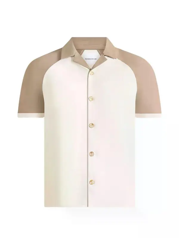 Manière De Voir Salim Contrast Raglan Shirt Cream/taupe - Neutrals