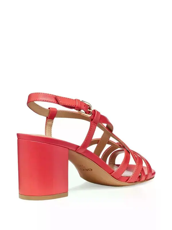 Geox Strappy Block-heel Sandals With Slingback Strap - Red