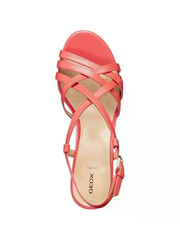 Geox Strappy Block-heel Sandals With Slingback Strap - Red