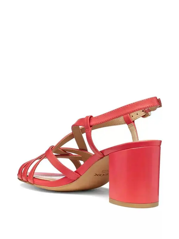 Geox Strappy Block-heel Sandals With Slingback Strap - Red