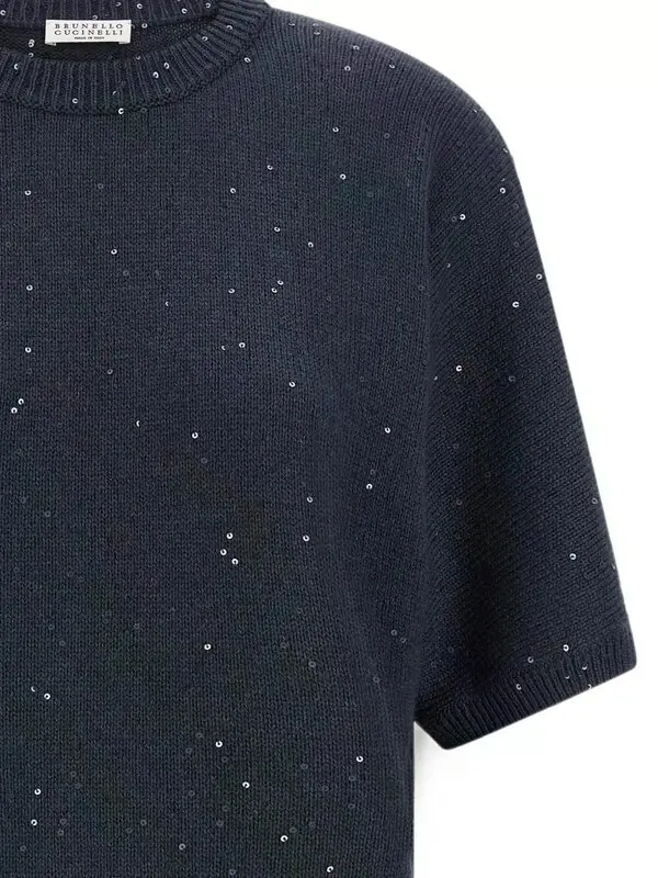 Brunello Cucinelli Sequin-embellished Short-sleeve Sweater