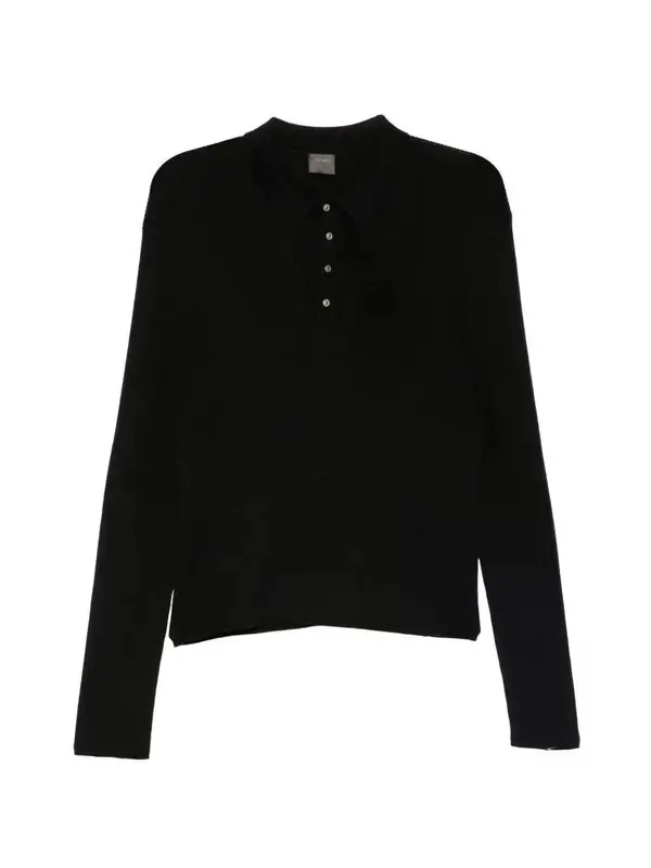 TEAM WANG DESIGN Ribbed-knit Long-sleeve Polo Shirt
