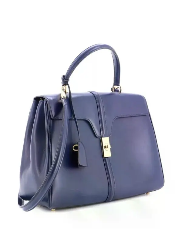 Celine 16 Top Handle Bag Smooth Calfskin Medium Satchel - Blue