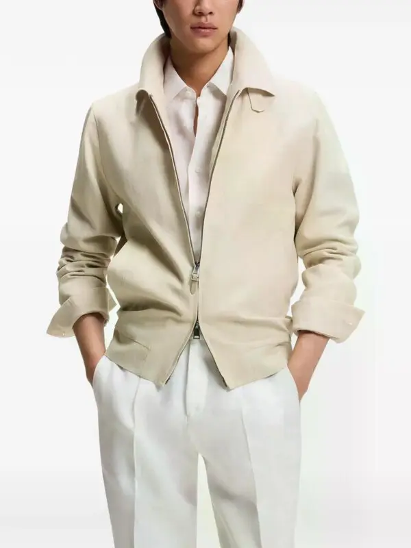 BOSS Slim-fit Zip-up Linen Jacket