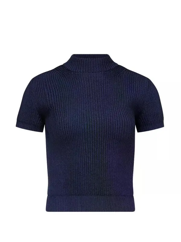 FFORME Ribbed-knit Short-sleeve High Neck Top