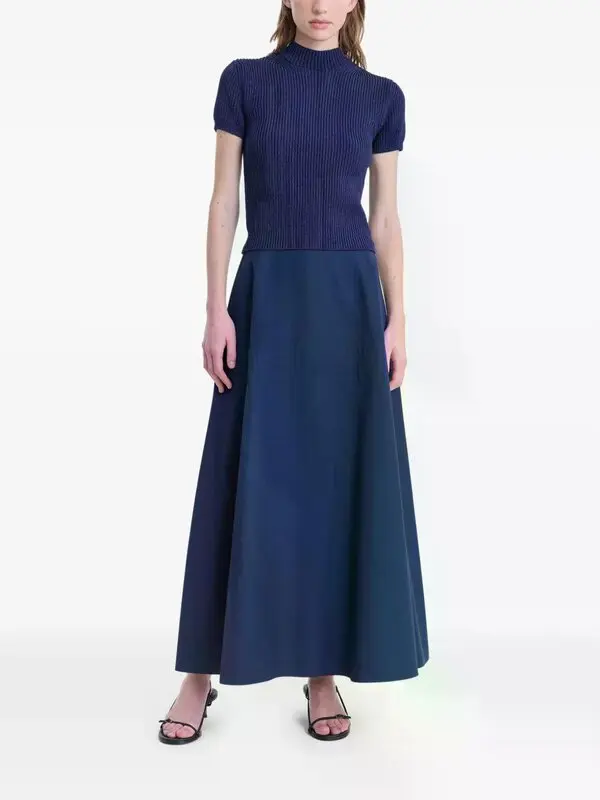 FFORME Ribbed-knit Short-sleeve High Neck Top