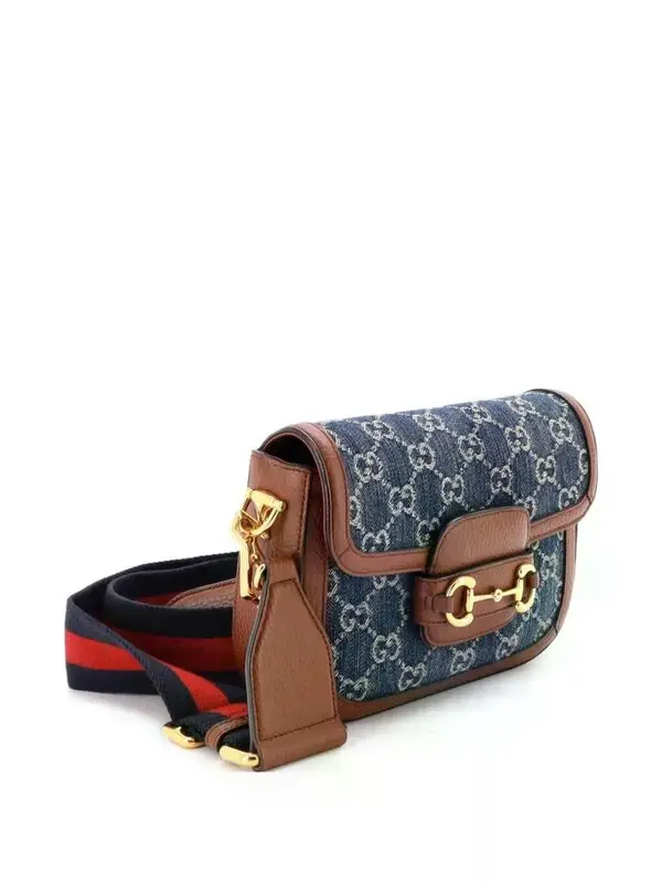 Gucci Horsebit 1955 Gg Denim Mini Shoulder Bag