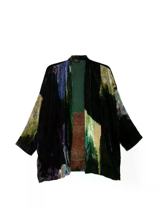 RAGA Velvet-effect Long-sleeve Jacket - Black