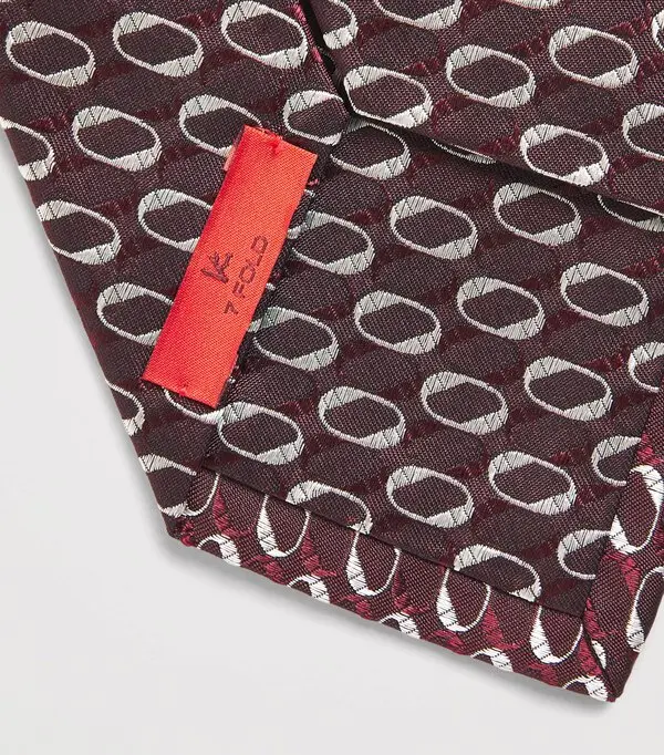 Isaia Silk Geometric Jacquard Neck Tie - Red