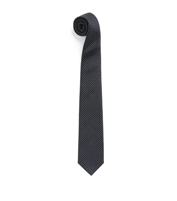Isaia Silk Polka-dot Jacquard Neck Tie - Navy