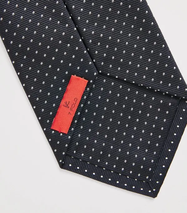 Isaia Silk Polka-dot Jacquard Neck Tie - Navy