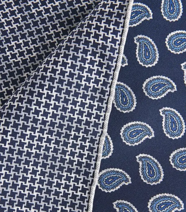 Isaia Paisley Print Pocket Square - Red