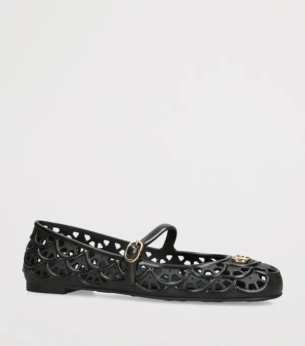Valentino Garavani Perforated Rubber Ballet Flats - Black